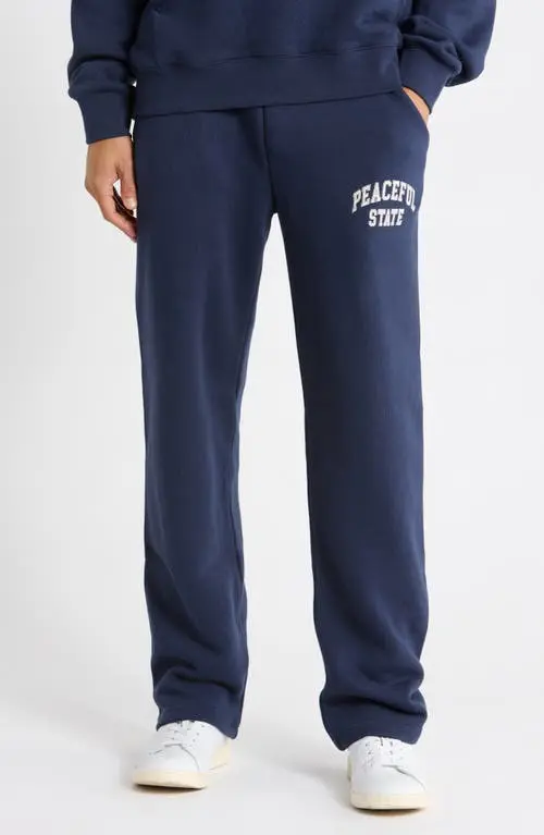 MUSEUM OF PEACE & QUIET Peaceful Cotton Fleece Sweatpants - Navy