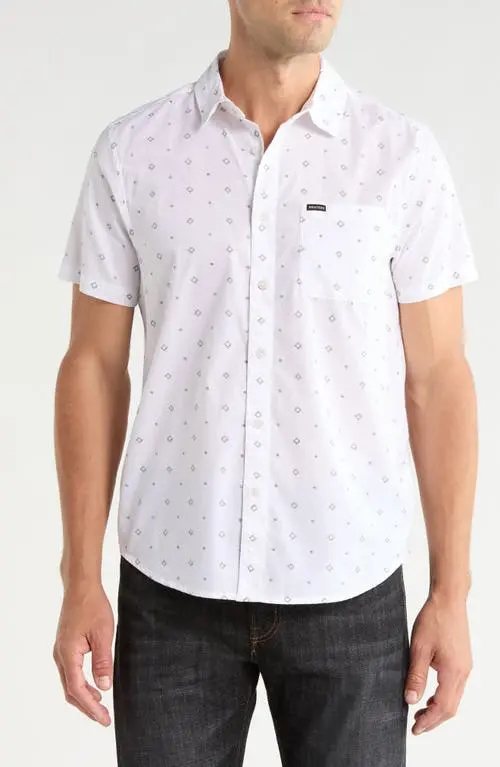 Brixton Charter Printed Short Sleeve Button-up Shirt - White Grey