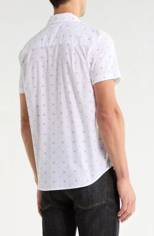 Brixton Charter Printed Short Sleeve Button-up Shirt - White Grey