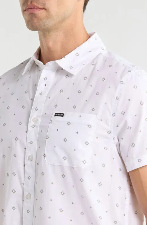 Brixton Charter Printed Short Sleeve Button-up Shirt - White Grey