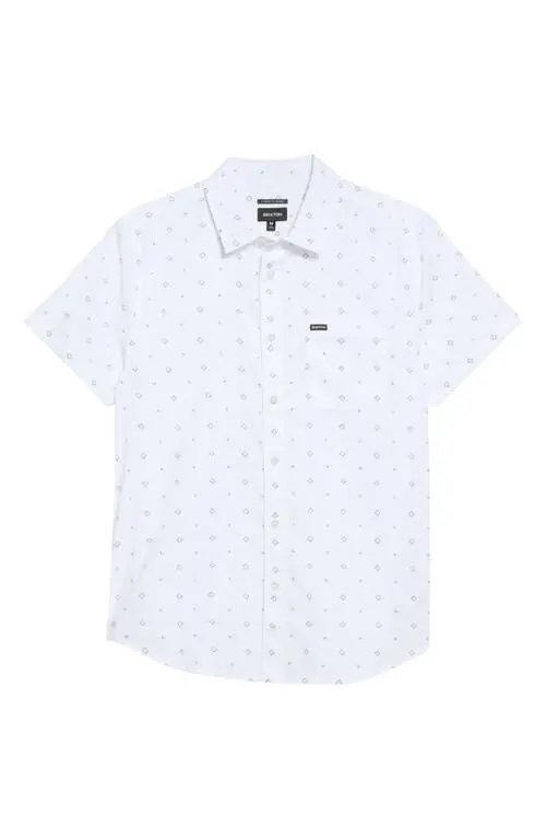 Brixton Charter Printed Short Sleeve Button-up Shirt - White Grey