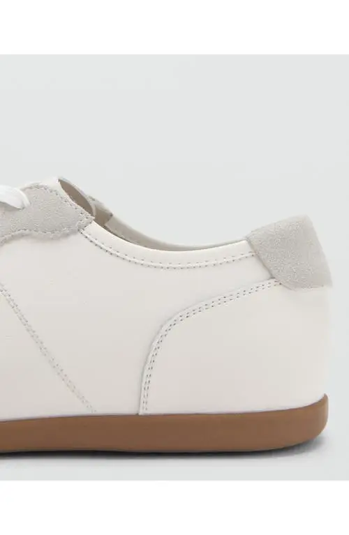 Mango Mixed Leather Low Top Sneakers