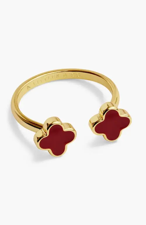 A LITTLES & CO Signature Clover Collection Red Clover Ring In Gold-tone Plating