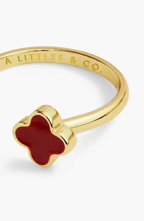 A LITTLES & CO Signature Clover Collection Red Clover Ring In Gold-tone Plating