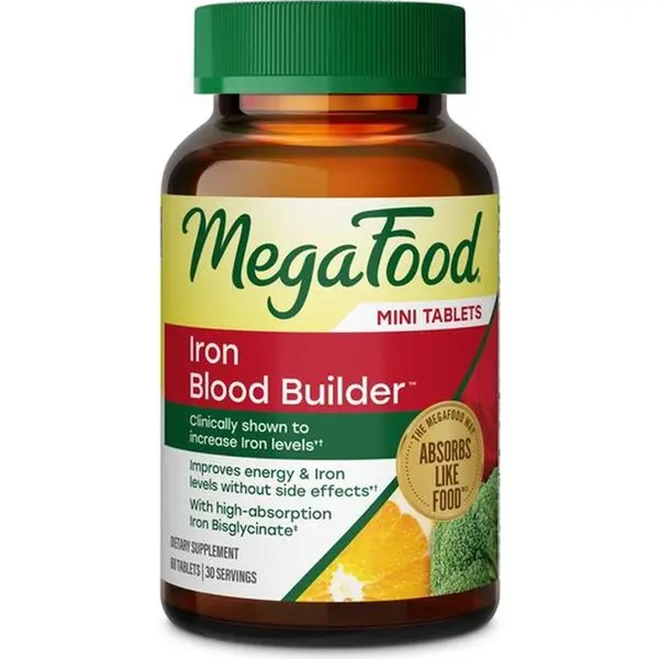 MEGAFOOD Blood Builder Iron Supplement For & With B12, Folic Acid & Vitamin C, Vegan - None