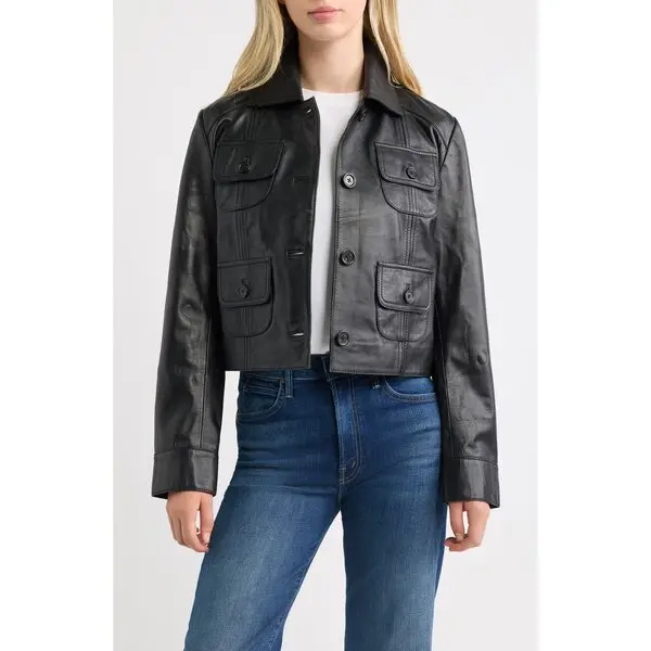 Bernardo Short Leather Jacket - Black