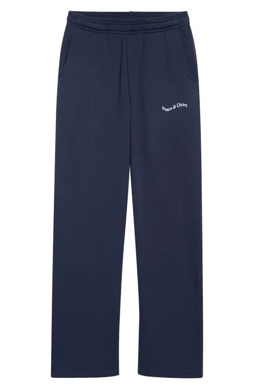 MUSEUM OF PEACE & QUIET Stencil Cotton Fleece Sweatpants - Navy