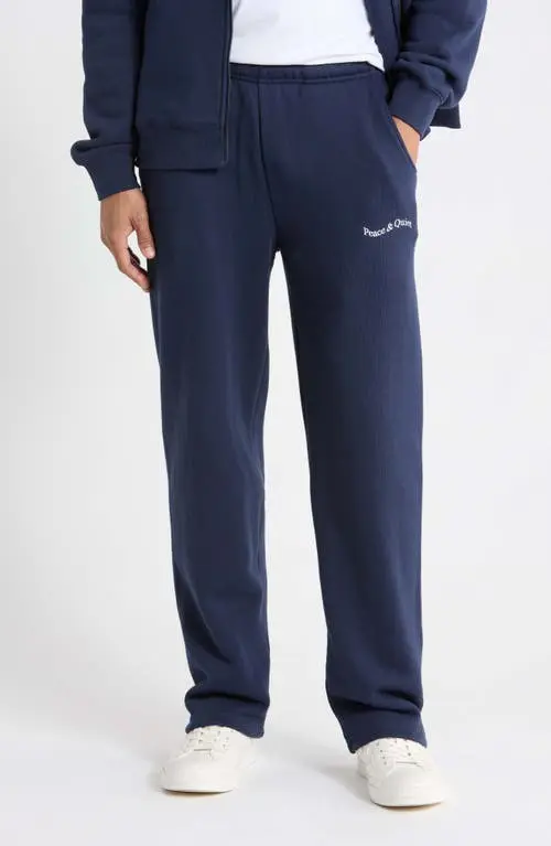 MUSEUM OF PEACE & QUIET Stencil Cotton Fleece Sweatpants - Navy