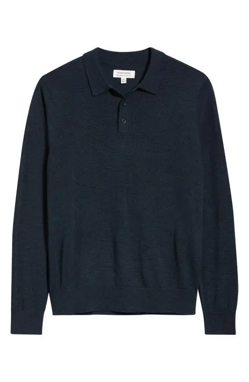 Nordstrom Washable Merino Wool Polo Sweater - Navy Iris Heather