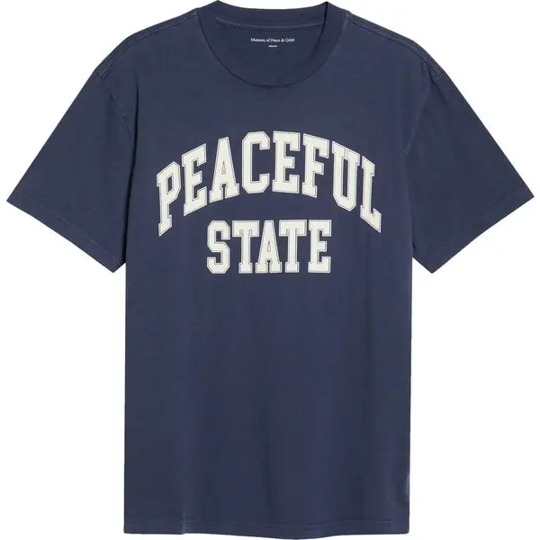 MUSEUM OF PEACE & QUIET Peaceful Cotton Graphic T-shirt - Navy