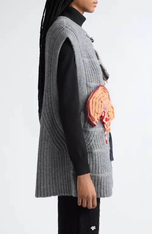 YANYAN Merino Wool & Alpaca Vest With Rosette Embellishments