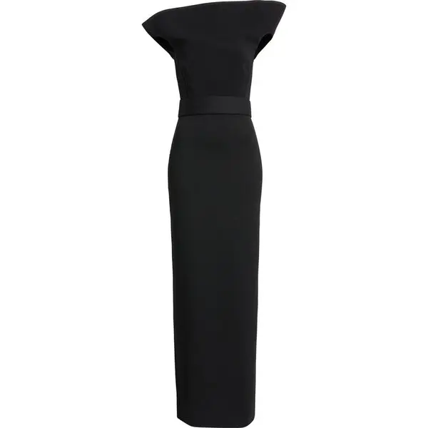Solace London Faro Crepe Column Gown - Black