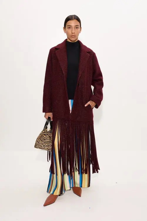 SIMONMILLER Vero Fringe Coat - Bordeaux