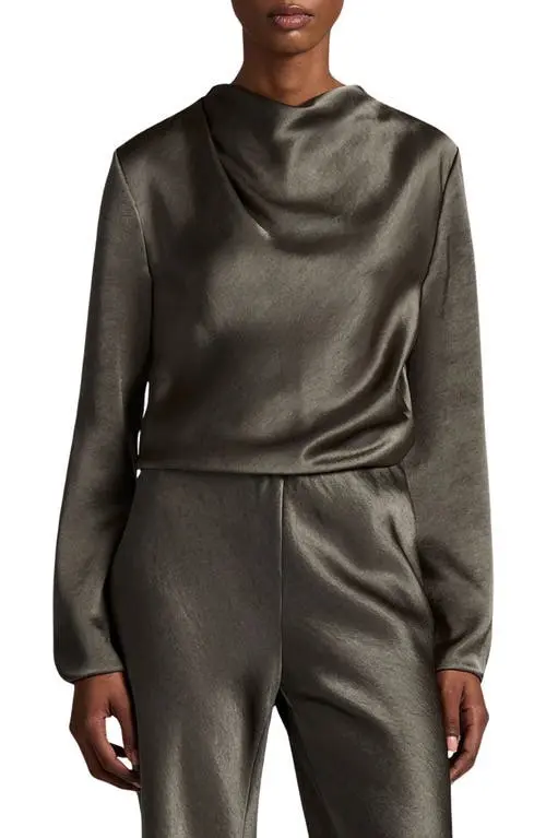 Vince Draped Cowl Neck Long Sleeve Top - Dusty Olive