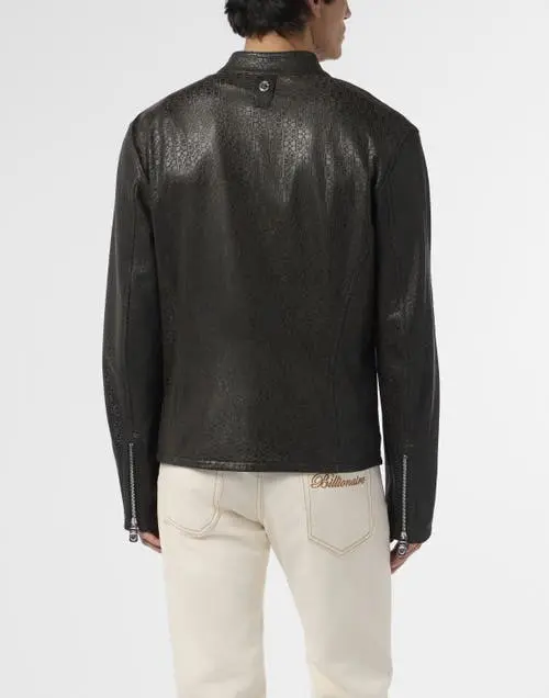 BILLIONAIRE Perforated Moto Jacket Bb