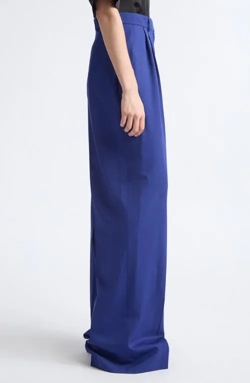 Stella McCartney High Waist Pleated Wide Leg Wool Trousers