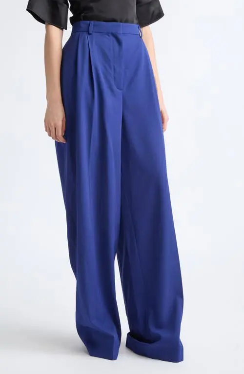 Stella McCartney High Waist Pleated Wide Leg Wool Trousers