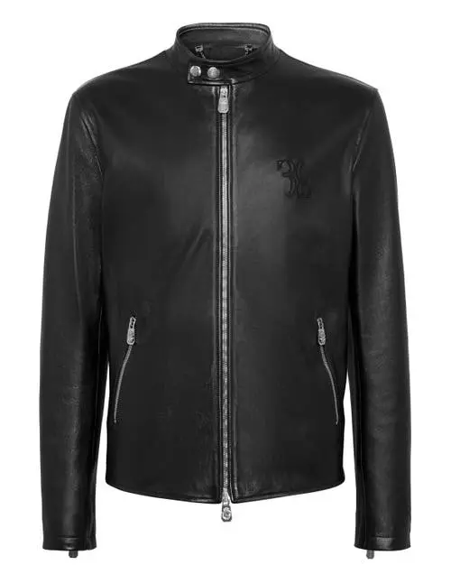 BILLIONAIRE Nappa Leather Moto Jacket - Black