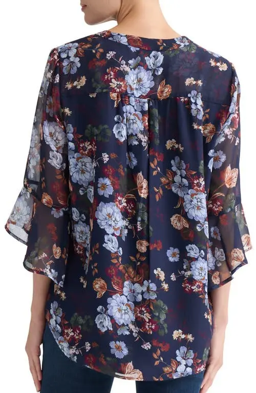Jones New York Petite Floral Flutter Sleeve Top