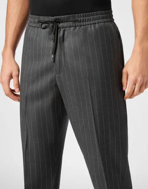 Philipp Plein Wool Pinstripe Jogging Trousers