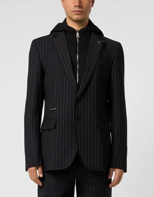 Philipp Plein Hooded Blazer Pinstripe