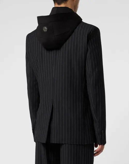 Philipp Plein Hooded Blazer Pinstripe