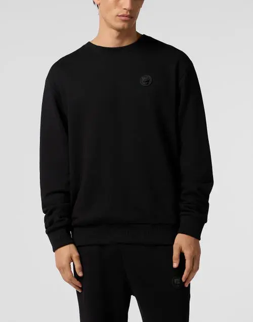 PLEIN SPORT Fleece Round Neck Sweatshirt 3d Tiger - Black