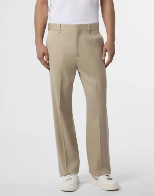 BILLIONAIRE Wool Loose Fit Trousers - Beige