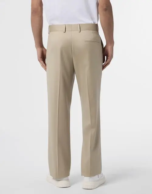 BILLIONAIRE Wool Loose Fit Trousers - Beige