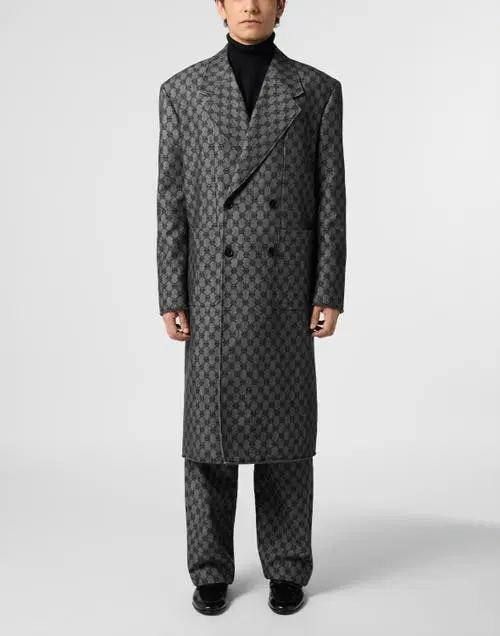 Philipp Plein Denim Coat Jacquard Monogram