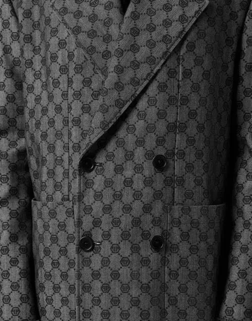 Philipp Plein Denim Coat Jacquard Monogram