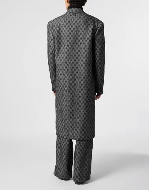 Philipp Plein Denim Coat Jacquard Monogram