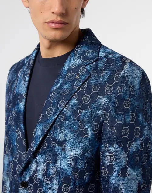 Philipp Plein Jacquard Denim Blazer Monogram