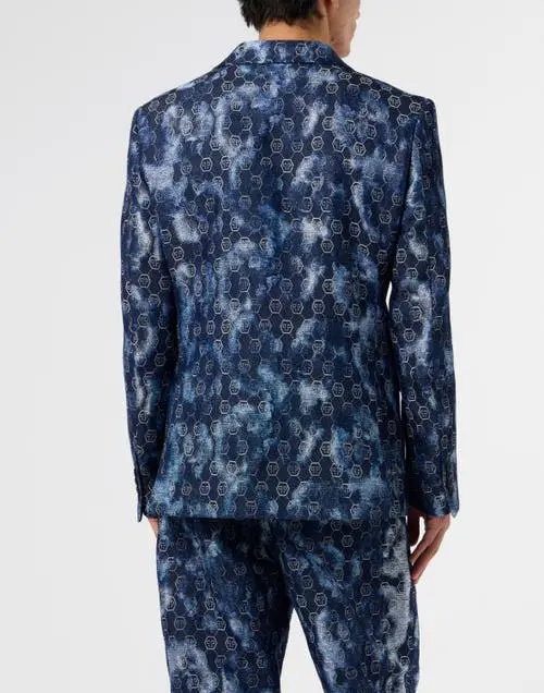 Philipp Plein Jacquard Denim Blazer Monogram