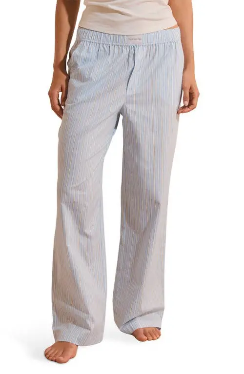 ETAM Benicio Pinstripe Cotton Sleep Pants - Light Blue