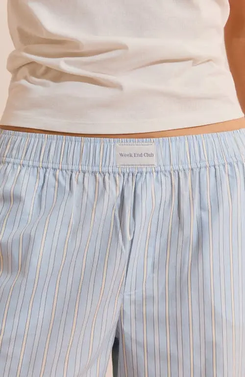 ETAM Benicio Pinstripe Cotton Sleep Pants - Light Blue