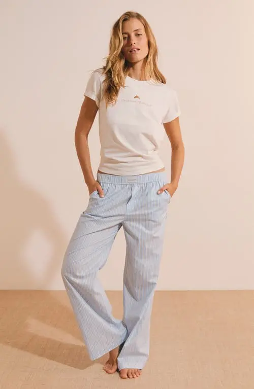 ETAM Benicio Pinstripe Cotton Sleep Pants - Light Blue