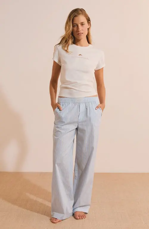 ETAM Benicio Pinstripe Cotton Sleep Pants - Light Blue