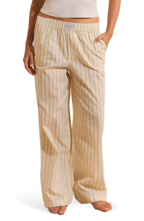ETAM Benicio Pinstripe Cotton Sleep Pants - Light Yellow