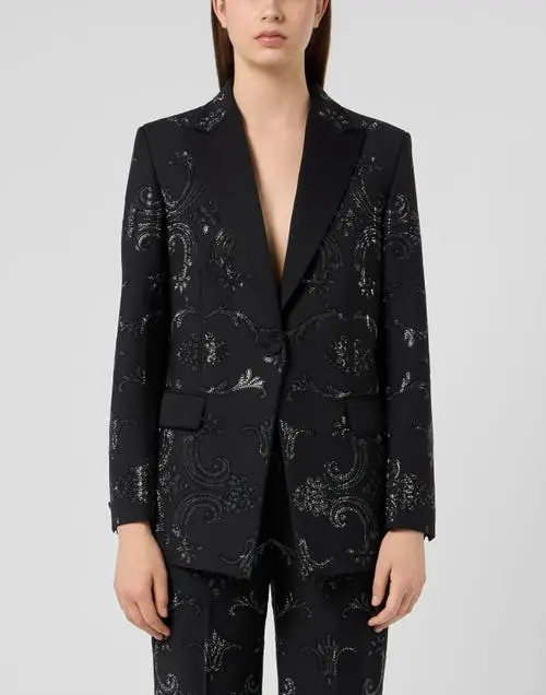 Philipp Plein Boyfriend's Fit Blazer Baroque Strass