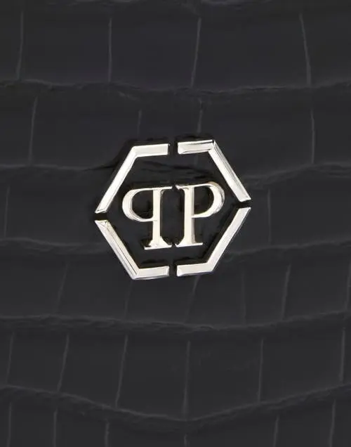 Philipp Plein Leather French Wallet Cocco