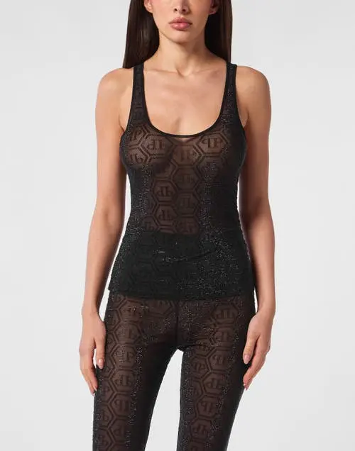 Philipp Plein Tank Top Monogram - Black