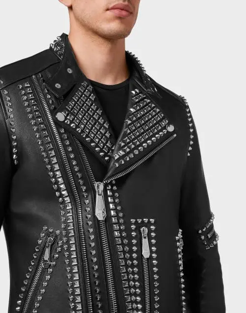 Philipp Plein Leather Biker