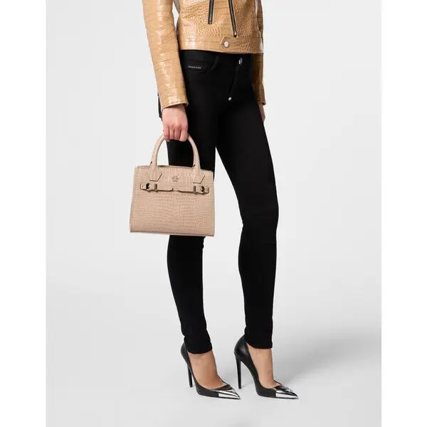 Philipp Plein Crocodile-effect Leather Shopper Bag - Beige