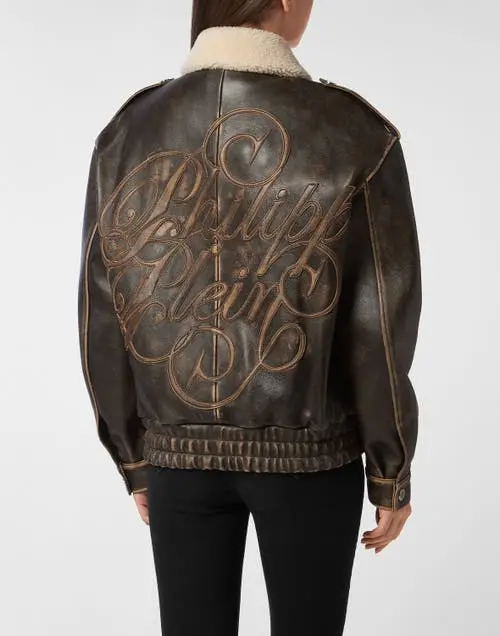 Philipp Plein Leather Jacket Signature