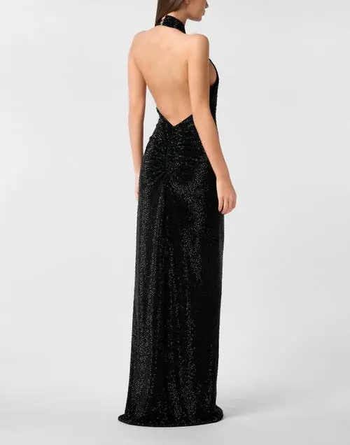 Philipp Plein Backless Long Evening Dress Mix Strass
