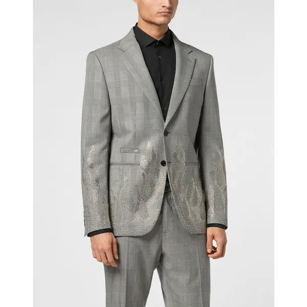Philipp Plein English Check Blazer Ls Strass Flame