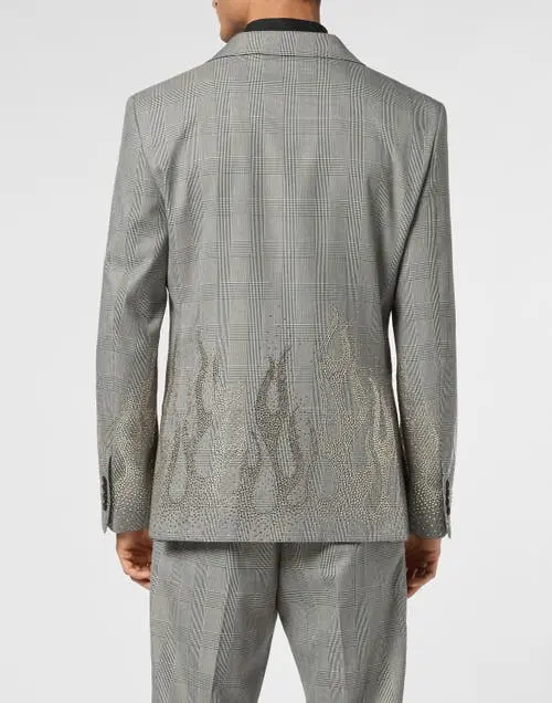 Philipp Plein English Check Blazer Ls Strass Flame
