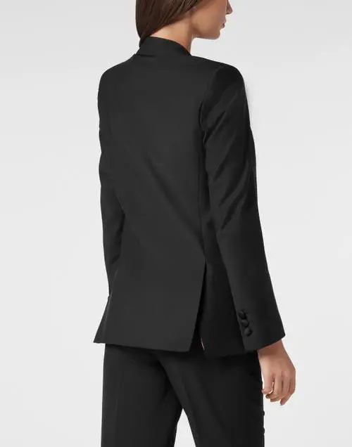Philipp Plein Wool Boxy Blazer Skull Strass