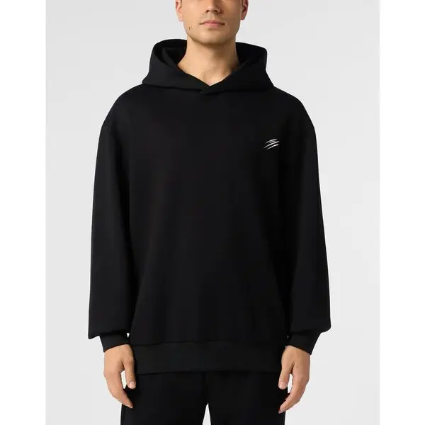 PLEIN SPORT Fleece Hoodie Chrome Scratch - Black